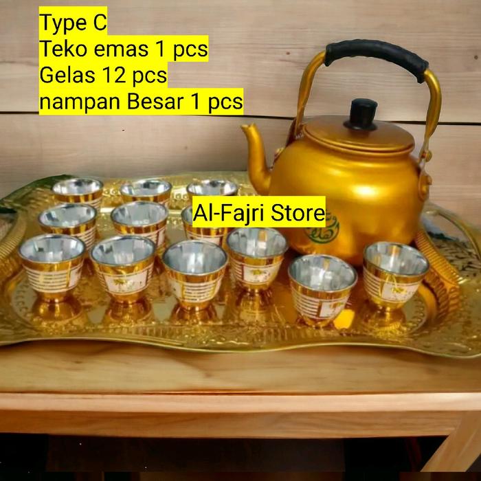 Jual TEKO Set Emas 1 Lengkap dengan Gelas 12 Pcs dan Nampan - Cocok ...