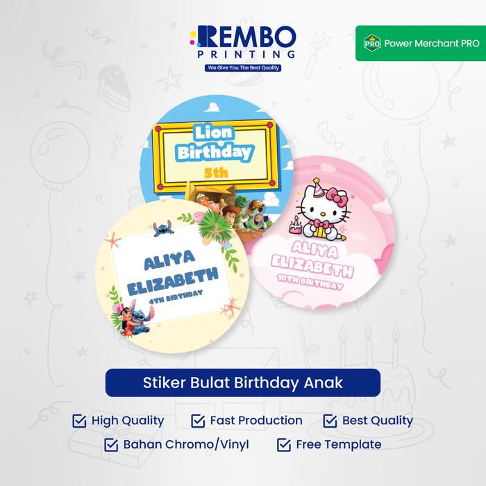Jual Sticker Bulat Ulang Tahun Anak / Stiker Ultah / Birthday Sticker ...