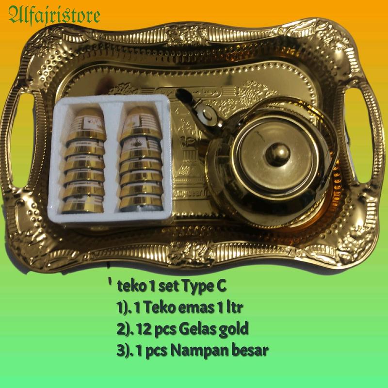 TEKO Emas Arab Haji dan Umroh 1L dengan Nampan dan 12 Pcs Gelas - Shop ...