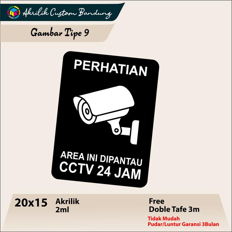 Akrilik Hitam Signage cctv tipe 9 Acrylic Sign board Sticker - Shop ...