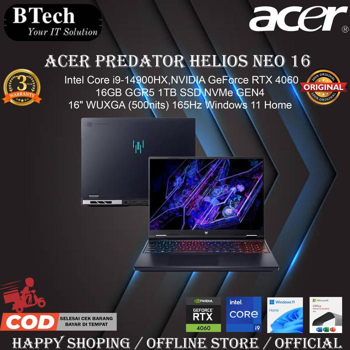Jual Acer Predator Helios Neo 16 Intel Core i9 14900HX RTX4060 16GB 1TB ...