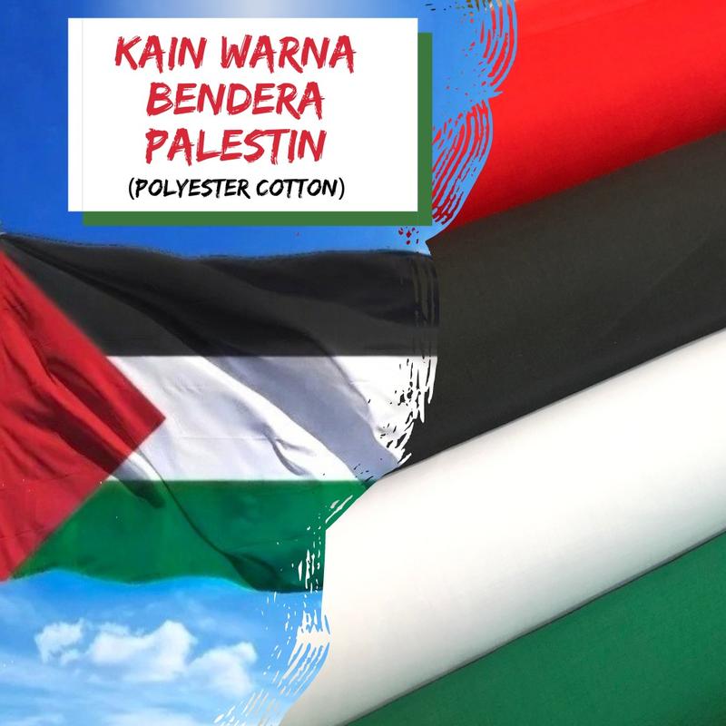 (Kain Sahaja) Kain Polyester Cotton Warna Plain Bendera Palestin ...