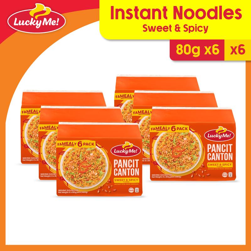 Lucky Me! Pancit Canton Sweet & Spicy Multipack 80g x 6 x 6 - TikTok ...