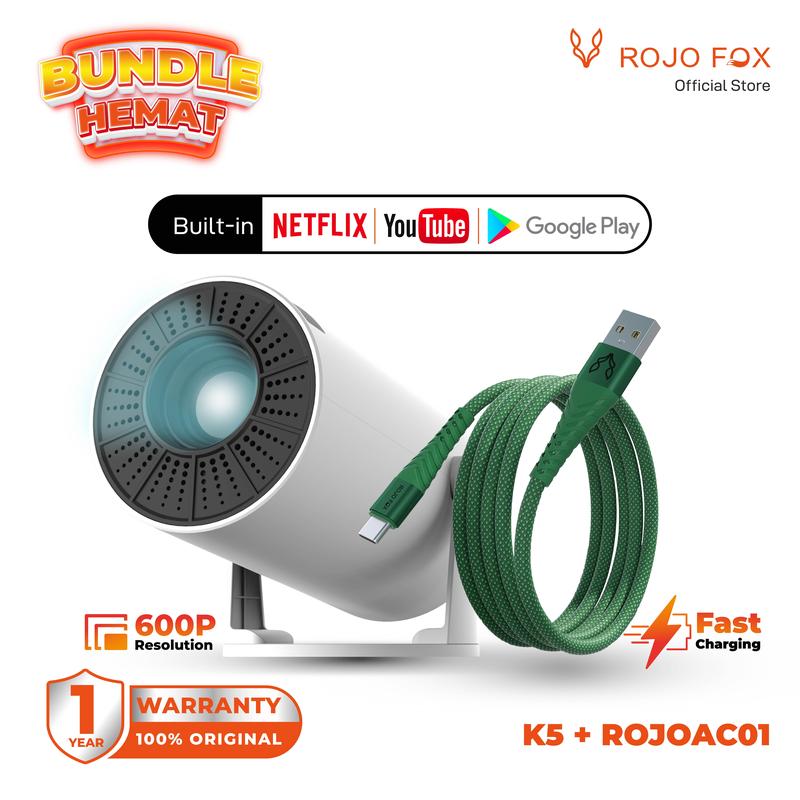ROJO FOX Mini Portable Projector HP K5 - Postel Certified, Android ...