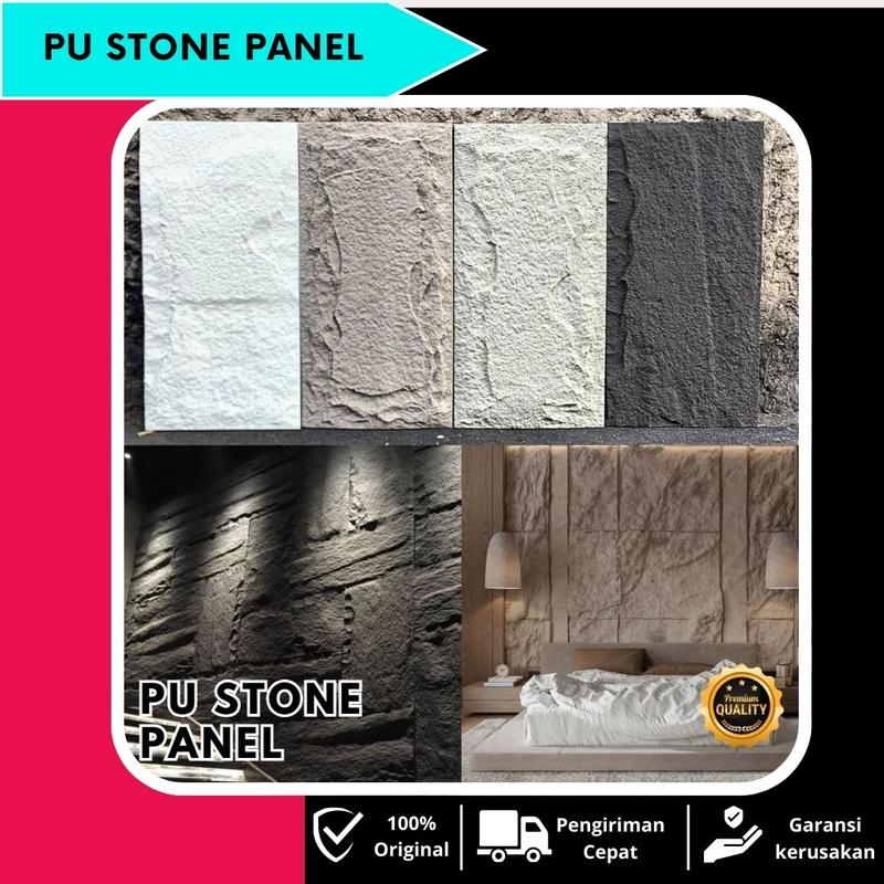 (ISI 3 PCS) PU Stone Panel Batu Alam 3D Dinding Estetik 60x120cm Desain ...