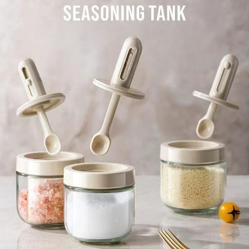 Glass Spice Jar Expandable Spoon Seasoning Jar Moisture Resistant ...