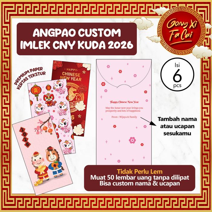 Jual Cetak Print Angpao Ang pao Custom Imlek Kuda 2026 Amplop Imlek ...