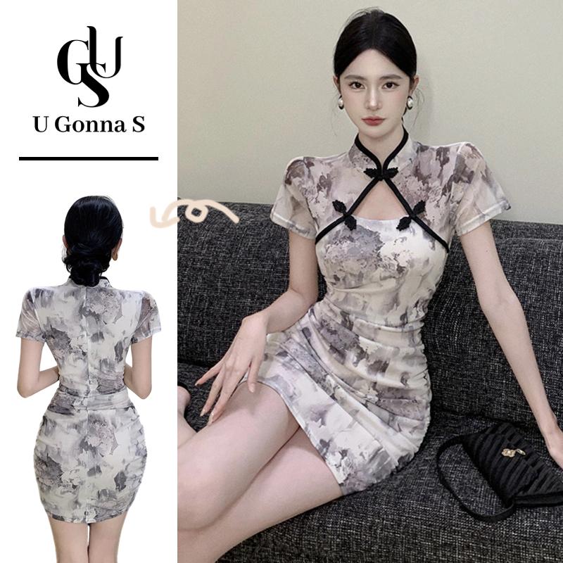 Dress Improved Cheongsam Short Sleeve Above the Knee Chinese - TikTok ...