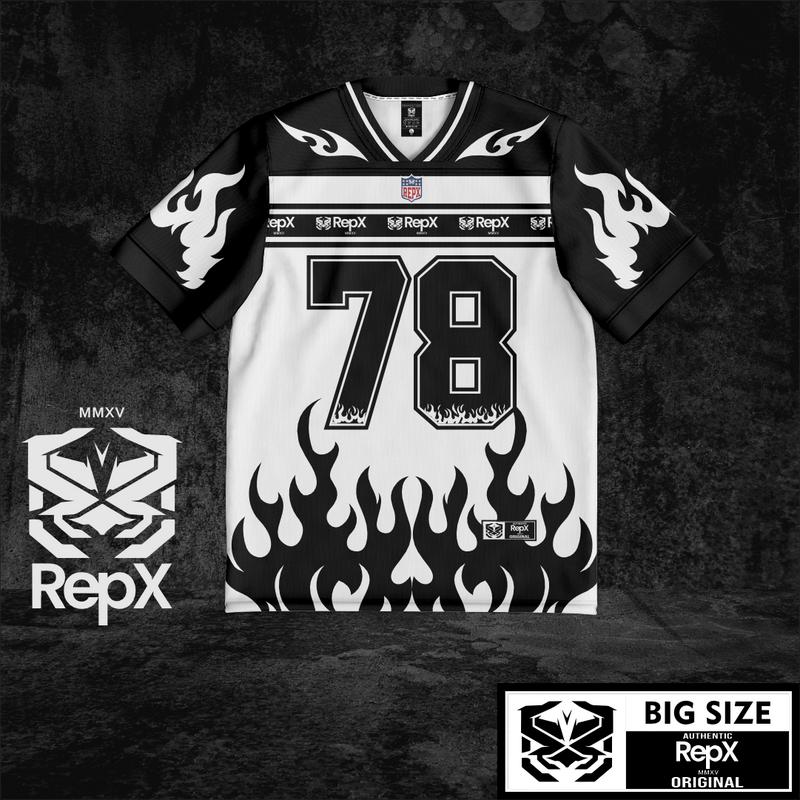 RepX jersey premium over size - BLAK AND WHITE FLAME - Shop | Tokopedia