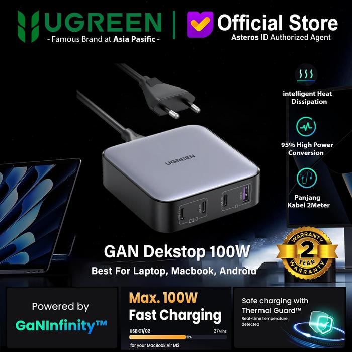 Promo UGREEN Desktop Charger GAN 100W For Macbook Laptop FAST Charging ...