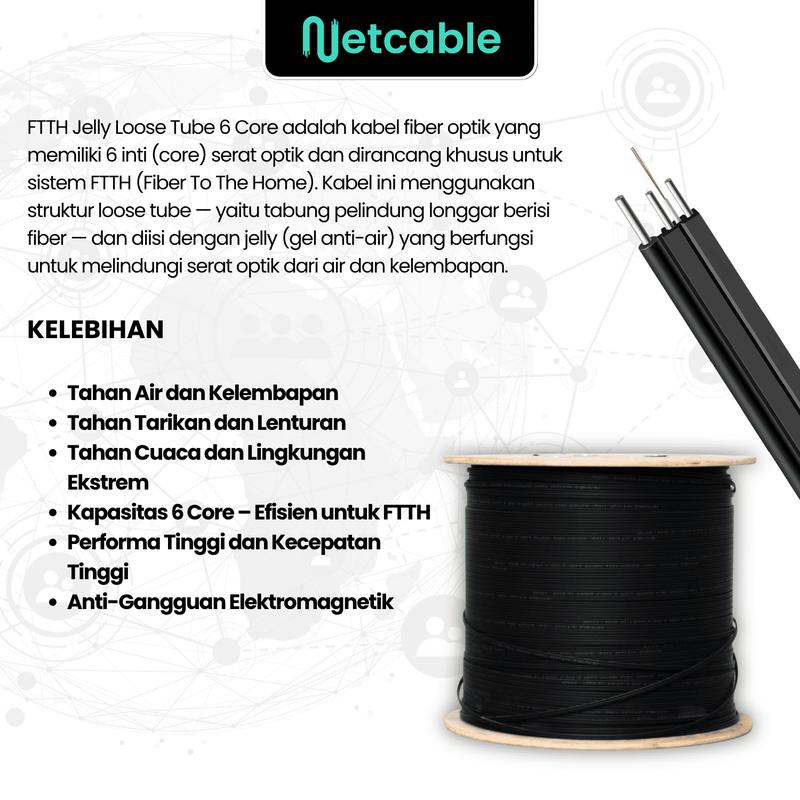 NETCABLE Kabel Fiber Optik Jelly Tube 6 Core 3 Seling 1KM | Dropcore ...