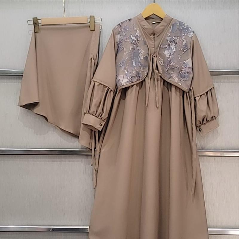 GAMIS ANAK SET HIJAB JASMINE ROMPI//GAMIS JASMINE ROMPI BORNOT//GAMIS ...