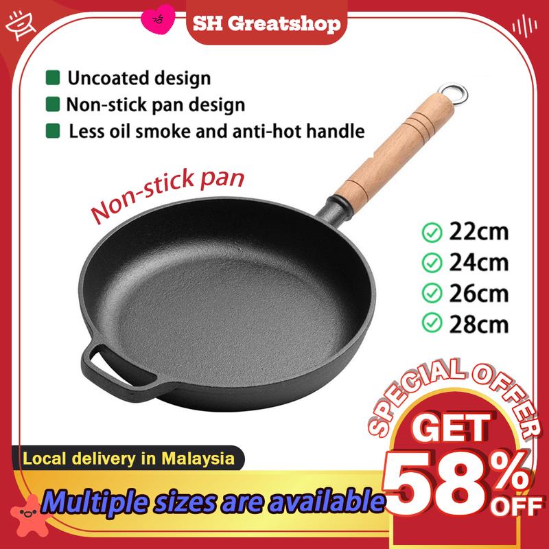 【COD】 Uncoated cast iron non-stick pan. Available in various - TikTok ...