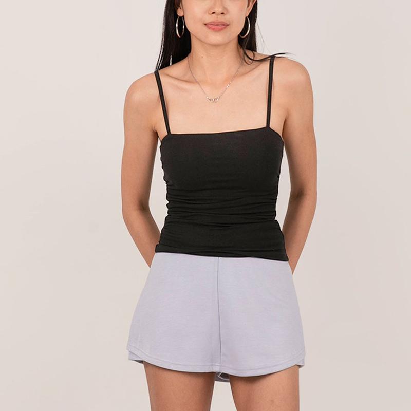 Ultra Soft Ruched Spag Top in Black - TikTok Shop Singapore