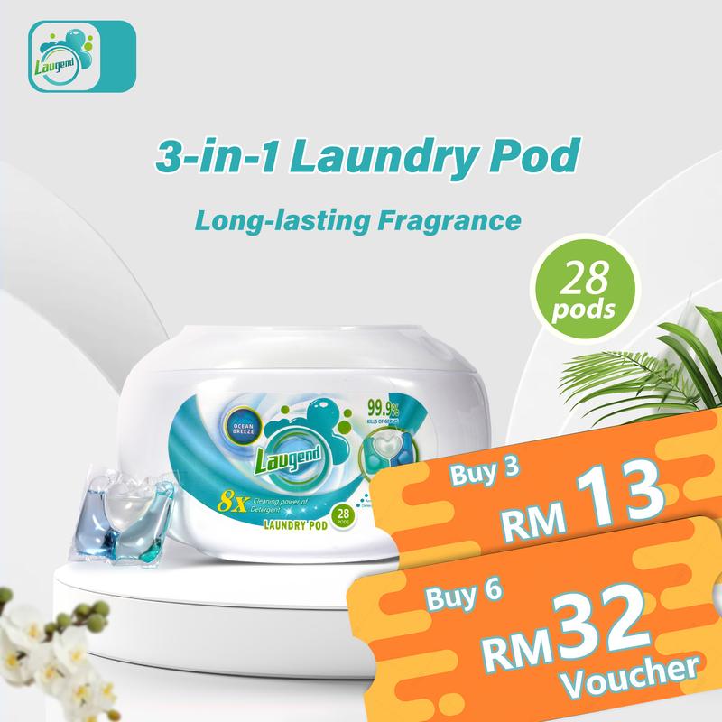 【Lasting Fragrance】Laugend 3 in 1 Laundry Pod, Sabun dobi wangi ...