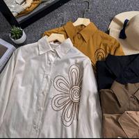 Promo Alesha Shirt Linen Rami - Kemeja Wanita Bordir Motif Bunga ...