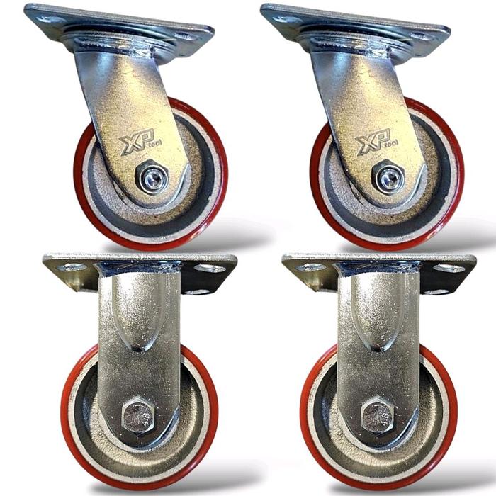 Jual RODA TROLI/ETALASE-RODA PU MERAH HEAVY DUTY 4 INCH - 1SET (2REM ...