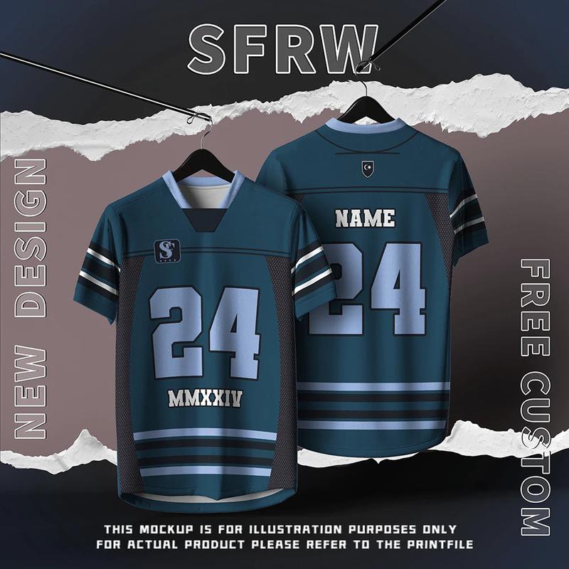Jersi Edisi NFL, Kemeja-T Lengan Pendek Lelaki dan Wanita, Kolar ...