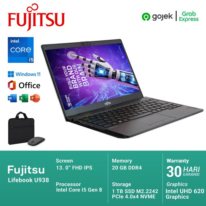 Promo Laptop Fujitsu U938 INTEL CORE I5 GEN 8 RAM 12 GB SSD 1 TB NVME ...