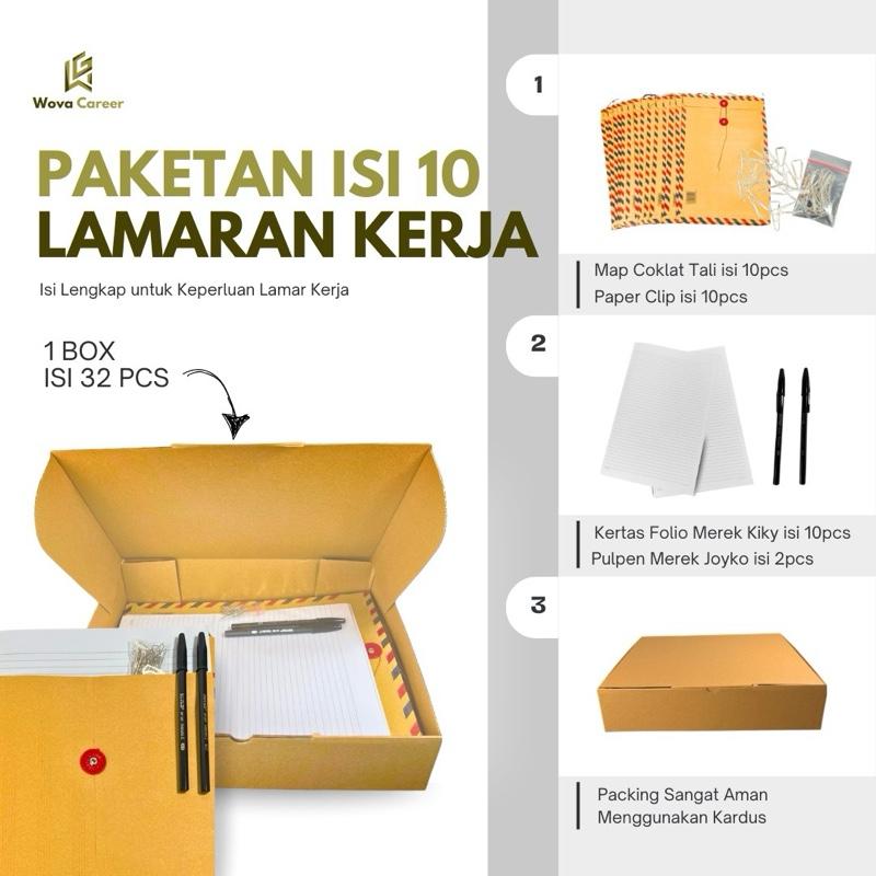 Paket Lamaran Kerja 1 (Map Coklat 10, Folio 10, Pulpen 2, Clip - Shop ...
