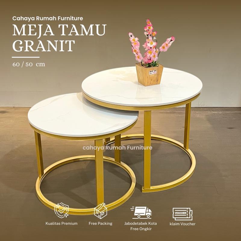 MEJA TAMU GRANIT BULAT/ PERSEGI | UK 60/50 cm | KAKI BESI ANTI - Shop ...