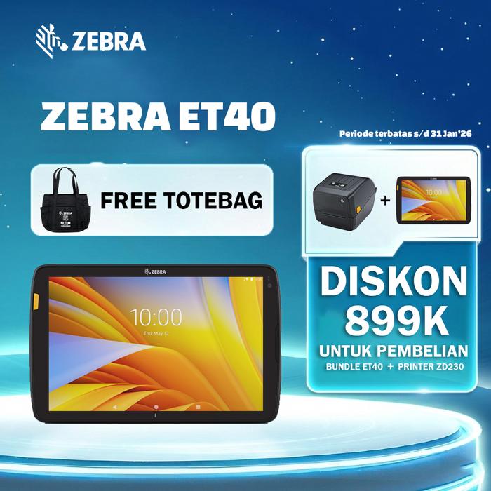 Promo Zebra Tablet ET40 10 Inch Android 4GB/64GB Bluetooth NFC WIFI-6 ...
