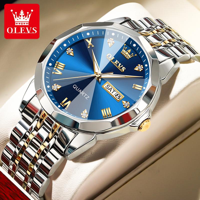 OLEVS Jam Tangan Lelaki Dewasa Original Waterproof Tempered Prismatic ...
