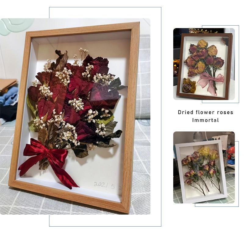 Flower Display Frame Transparent Bouquet Dry Flower Wooden Frame ...