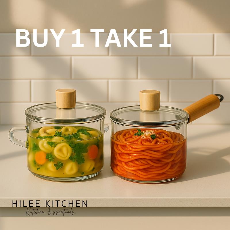 BUY 1 GET 1 GLASS POT DOUBLE HANDLE/ SINGLE HANDLE POT Cookware ...