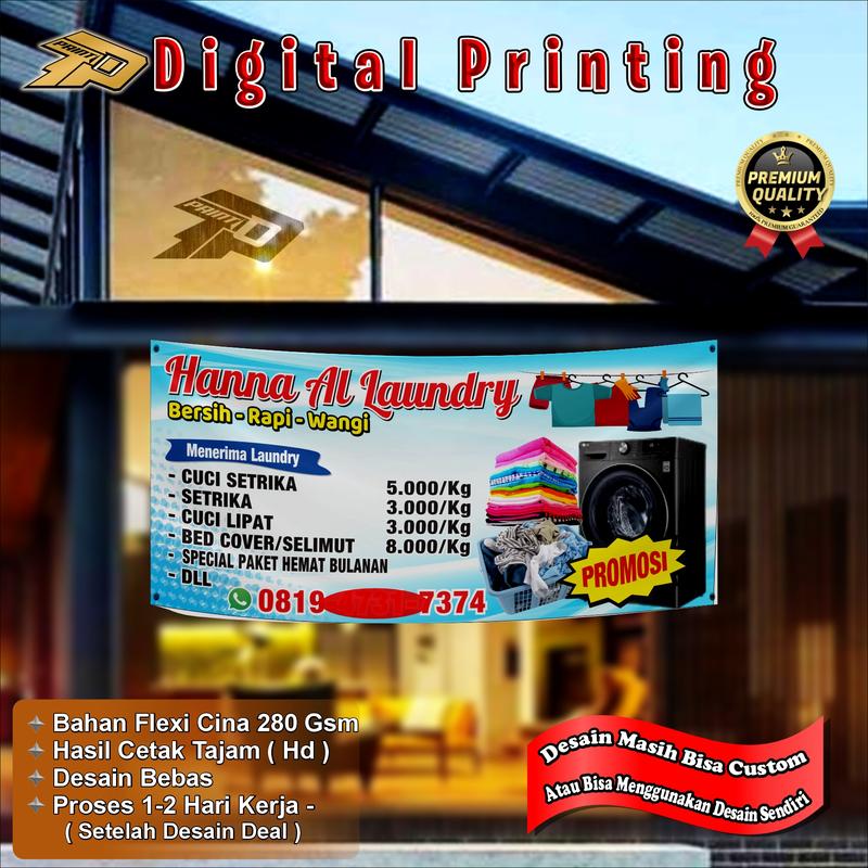 CETAK SPANDUK BANNER BALIHO PAMPLET LAUNDRY DESAIN BEBAS - Shop | Tokopedia