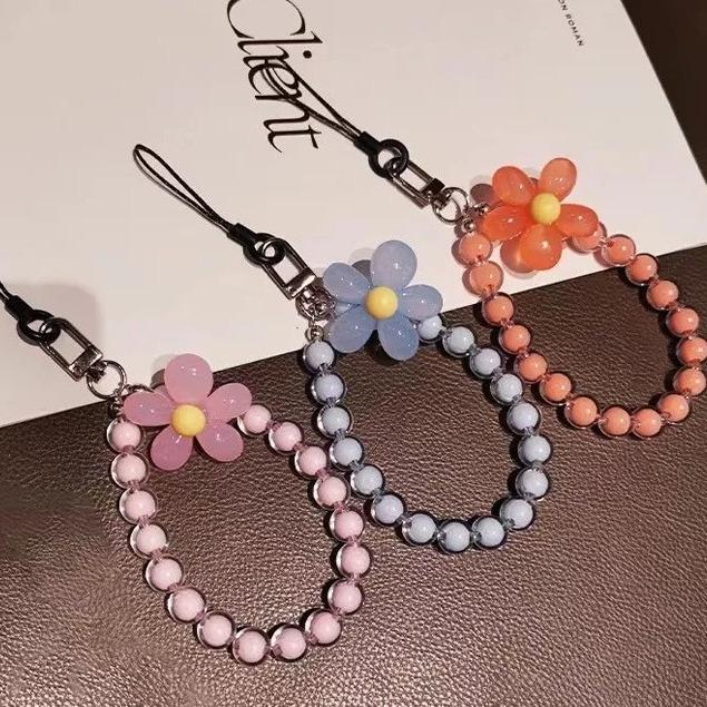 Jual Tali Strap Hp Manik Motif Flower Pearl Beads Gantungan Hp ...
