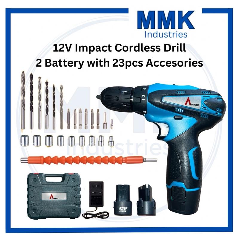 AMAXX 12V Cordless Drill with 2 Rechargeable Batteries & 23pcs - TikTok ...