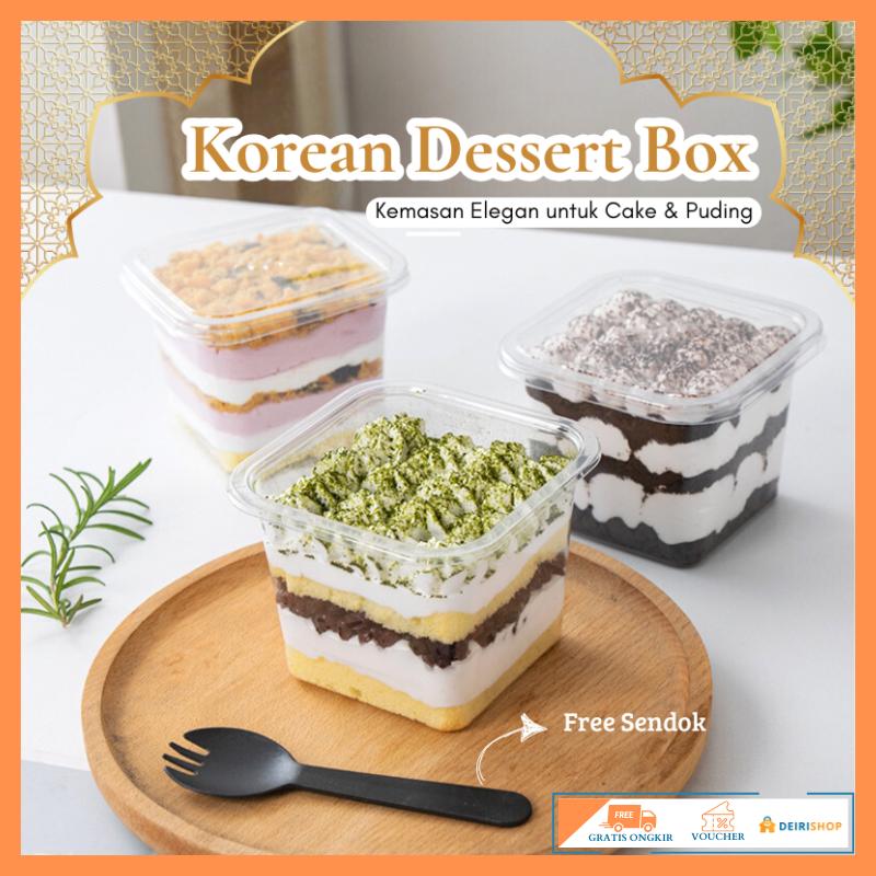 Cup Korean Dessert Box Square Transparan Premium Cake/Pudding/TIramisu ...