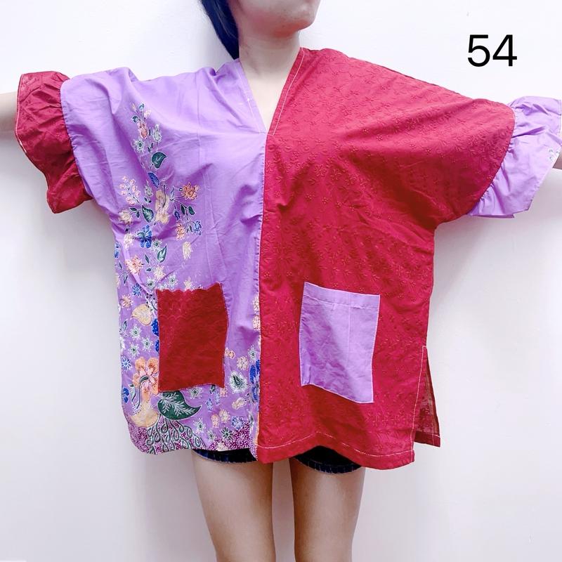 Batik Kaftan top Looser style with front pockets Fashion batik mix with ...