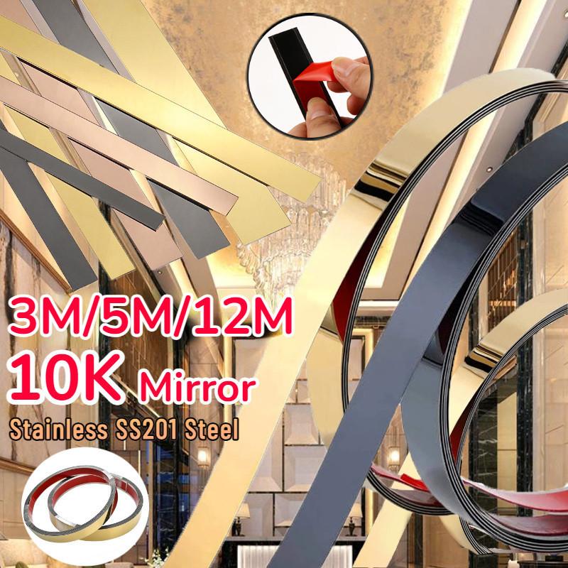 List Plat Strip Mirror Gold 3M Stiker Dinding Garis Datar Bahan - Shop ...