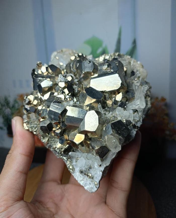 Jual Natural Golden Pyrite Cluster Matrix High Quality (HQ) (5) Asli ...