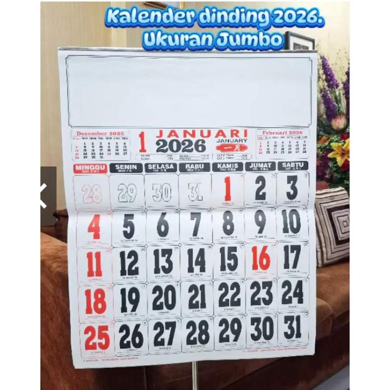PROMO KALENDER Dinding Kerja 2026 JUMBO WARNA Ukuran Jumbo & Medium ...