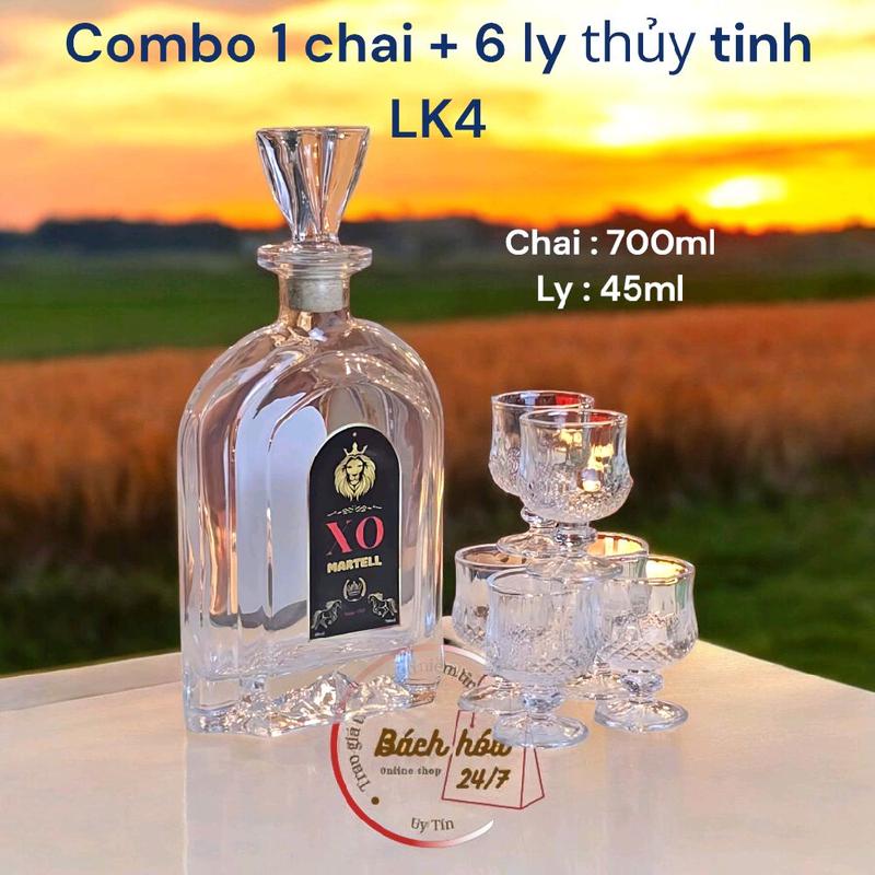 Combo 1 Chai + 6 ly thủy tinh LK-4 - TikTok Shop Vietnam