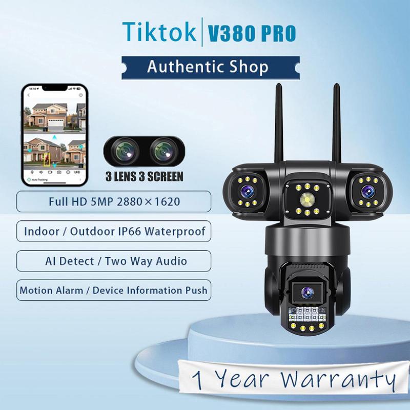 V380 PRO SC28-W Three Lens CCTV Camera 5MP Outdoor Waterproo - TikTok ...