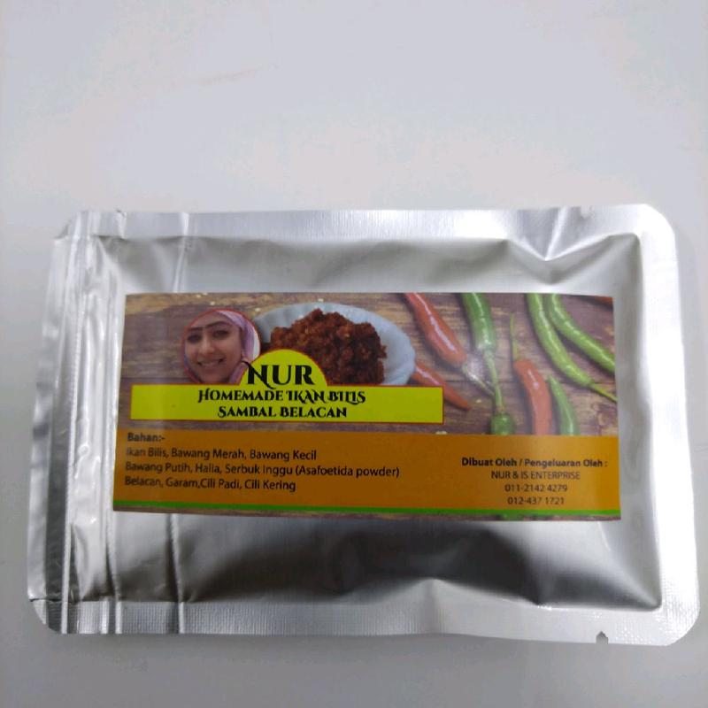 NUR HOMEMADE IKAN BILIS SAMBAL BELACAN 100g per packet Food Instant ...