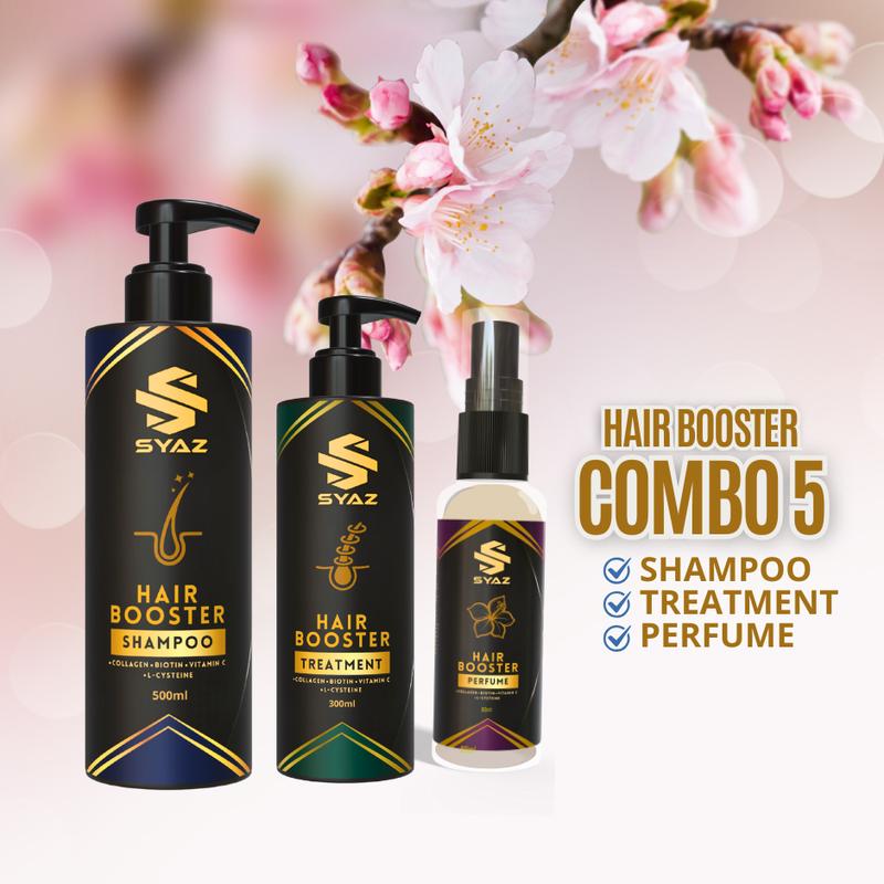 Syaz Hair Booster Combo 5: Shampoo 500ml, Treatment 300ml & Perfume ...