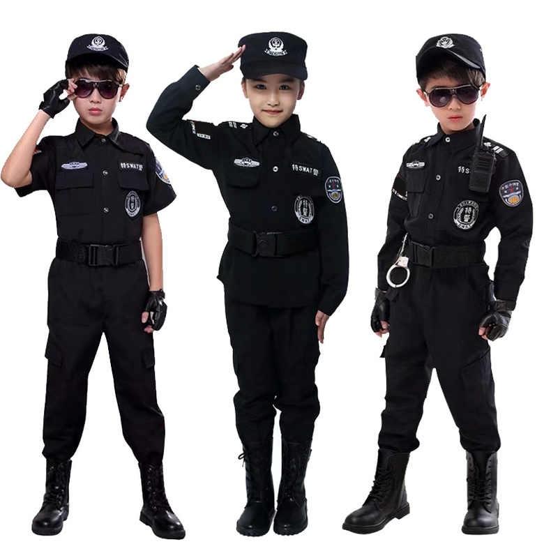 Kanak-kanak memainkan peranan polis kanak-kanak, swat, set kostum ...