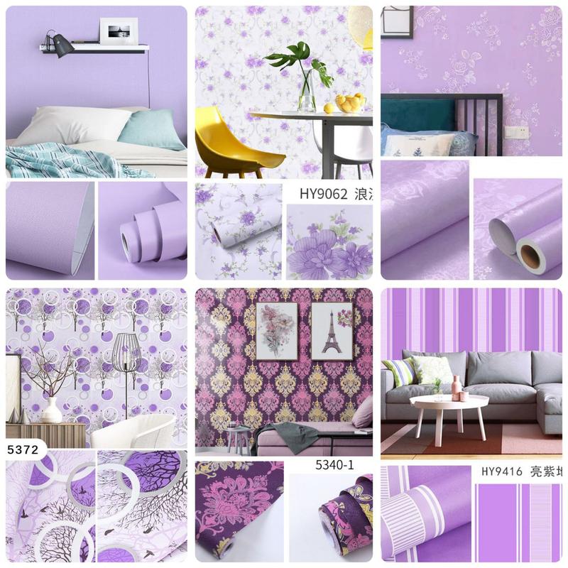 Wallpaper Dinding Tema Ungu Purple Corak Cantik 10m x 45cm PVC - TikTok ...