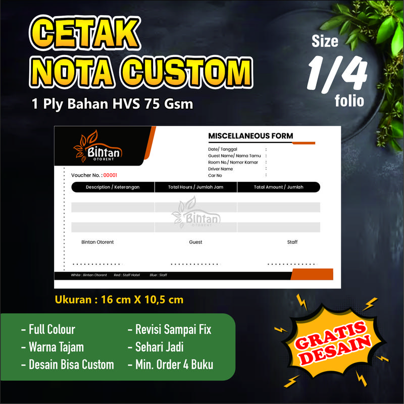 NOTA CUSTOM 1/4 (16x10.5) Nota kontan | OLSHOP Kwitansi Custom || NCR || INVOICE Bon Surat Jalan ...