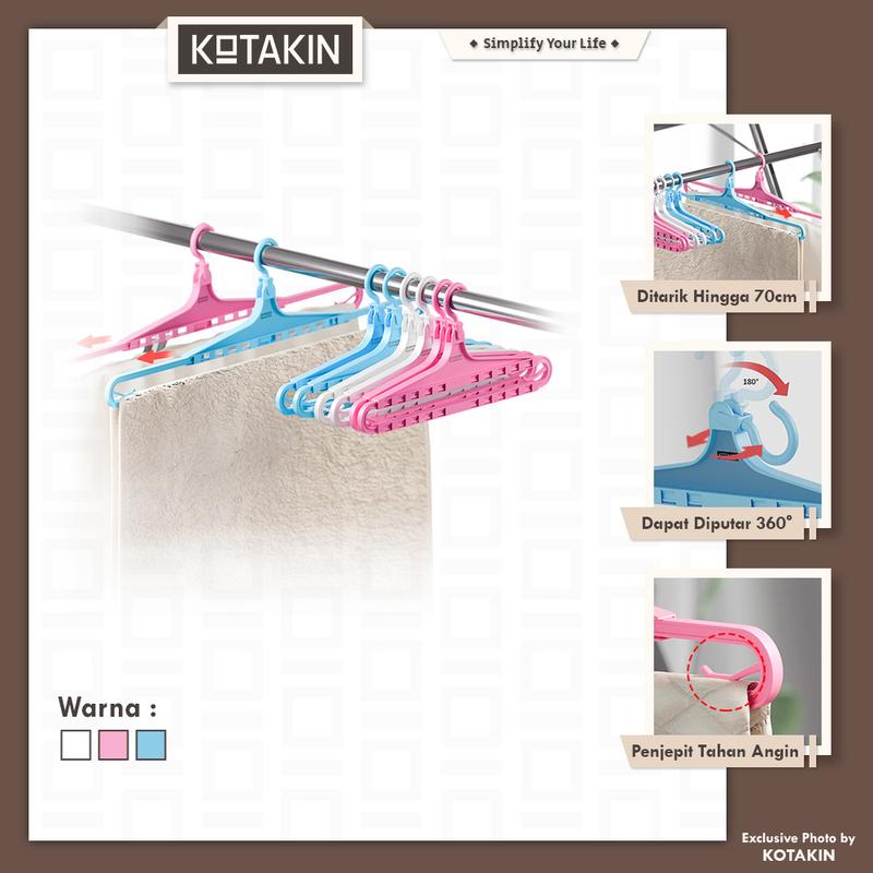 Hanger Handuk Tarik Lebar Gantungan Selimut Sprei Sajadah Bahan Plastik ...