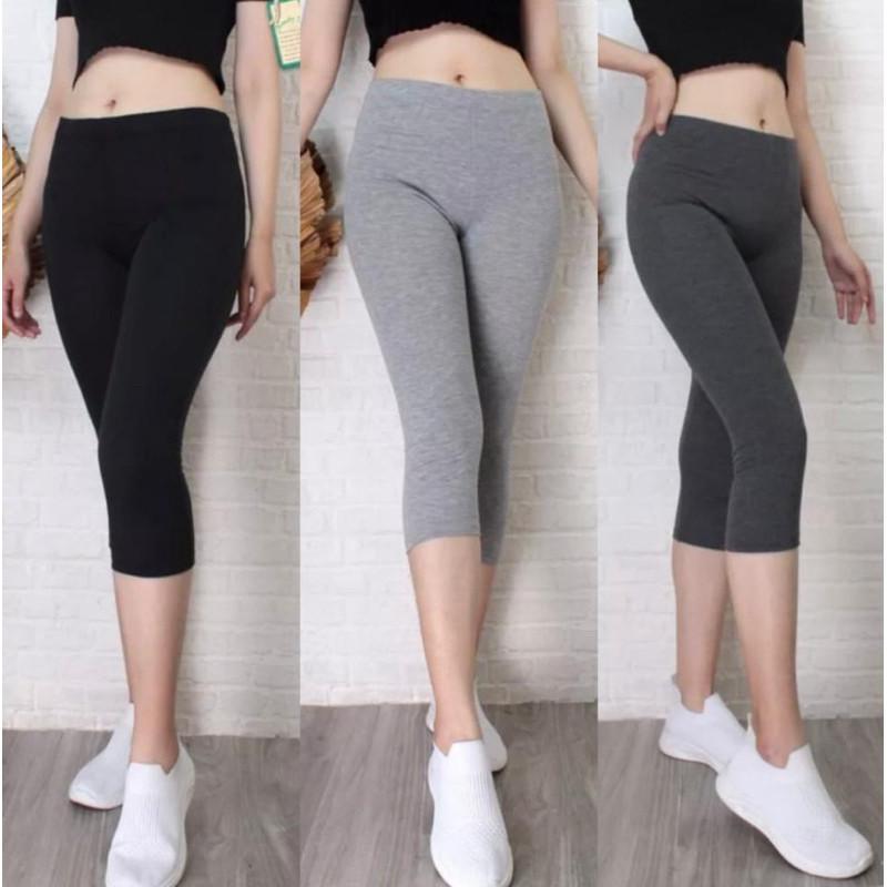 Leging 3/4 Wanita Jumbo Standar Bahan Kaos Rayon daily hitam - Shop ...
