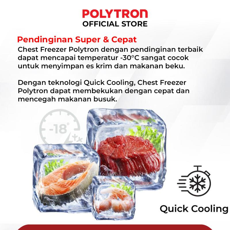 POLYTRON Chest Freezer Sliding Glass 300 liter PCF 329 - Shop | Tokopedia