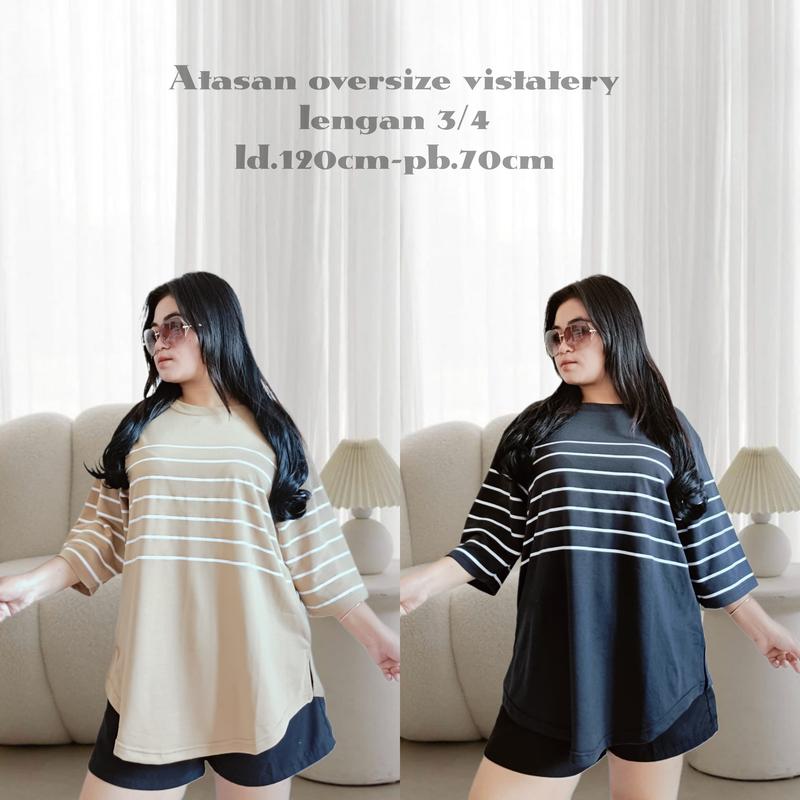 KAOS OVERSIZE /ATASAN WANITA/ATASAN KEKINIAN LENGAN 7/8/ATASAN HIJAB ...