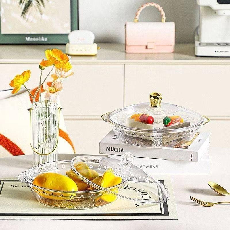 41049 ROUND PLASTIC GOLDEN DOME AND GOLD EDGE TRANSPARENT FRUIT ...