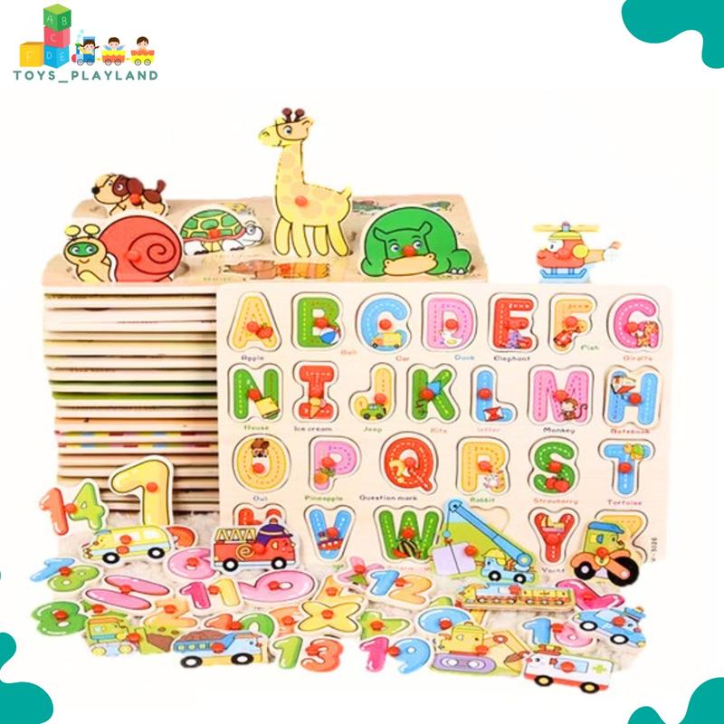 KIDS Wooden Hand Grip Jigsaw Puzzle Alphabet Wood Baby Earl - TikTok ...